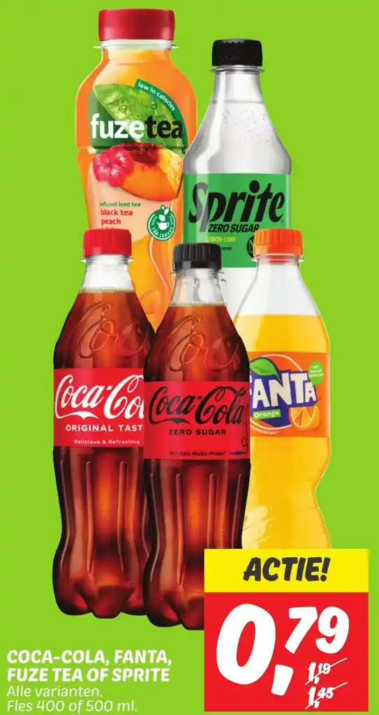 COCA-COLA, FANTA, FUZE TEA OF SPRITE Fles 400 of 500 ml. aanbieding bij ...