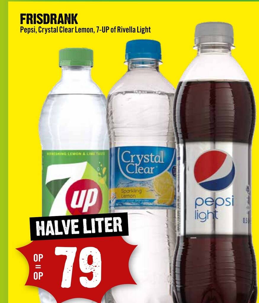 Frisdrank Pepsi, Crystal Clear lemon, 7-up of Rivella light aanbieding ...
