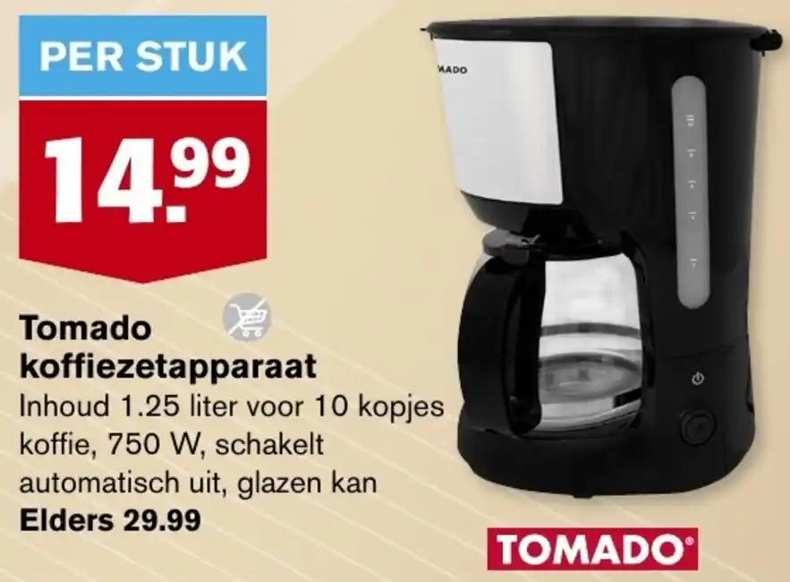 TOMADO koffiezetapparaat aanbieding bij Hoogvliet