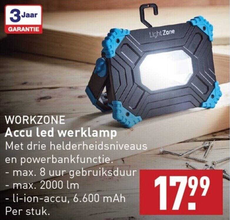 WORKZONE Accu led werklamp aanbieding bij ALDI