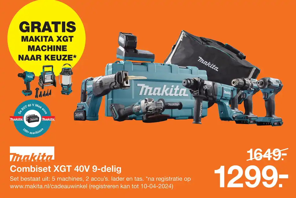Makita Combiset XGT 40V 9-delig aanbieding bij BOUWMAAT