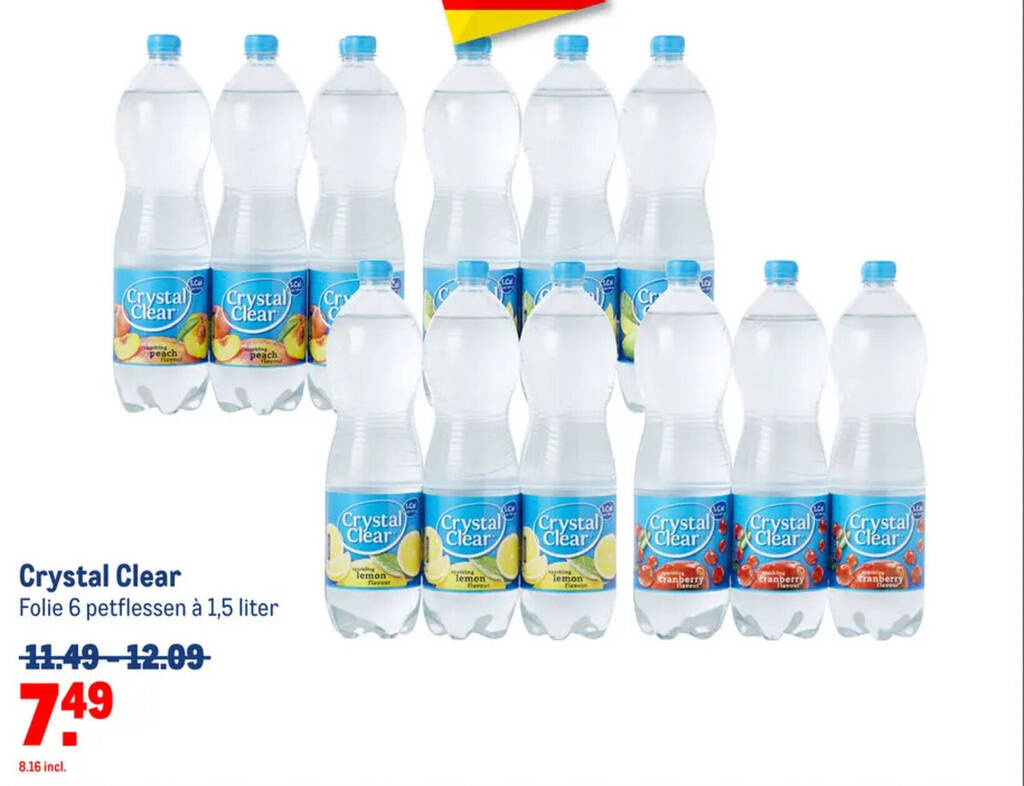 Crystal clear 1,5 liter 1.5 liter aanbieding bij Makro