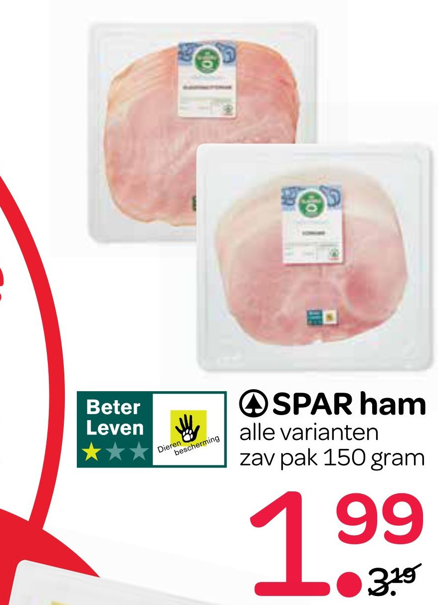 SPAR ham 150 gram aanbieding bij Spar