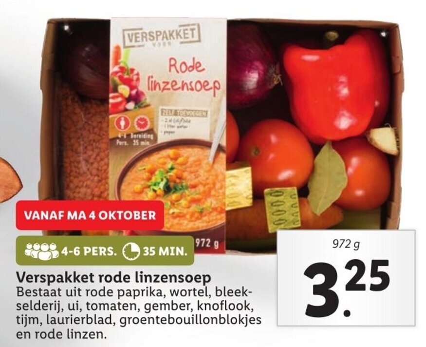 Verspakket rode linzensoep 972g aanbieding bij Lidl