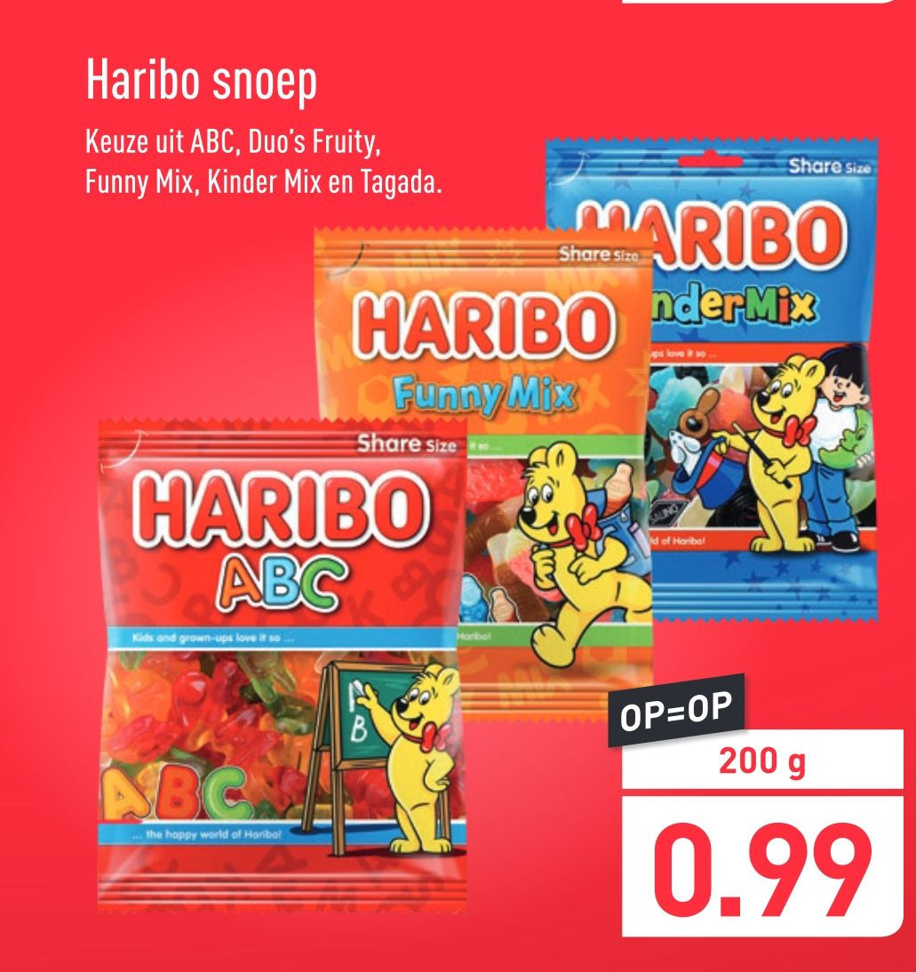 Haribo snoep 200gram aanbieding bij ALDI
