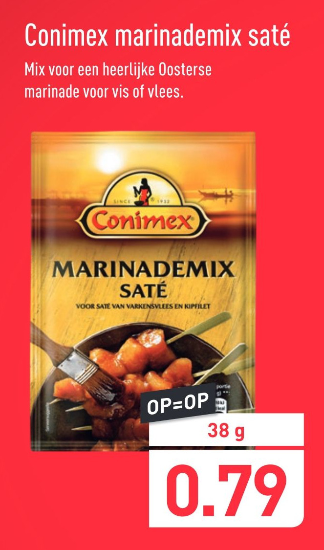 Conimex marinademix saté 38gram aanbieding bij ALDI