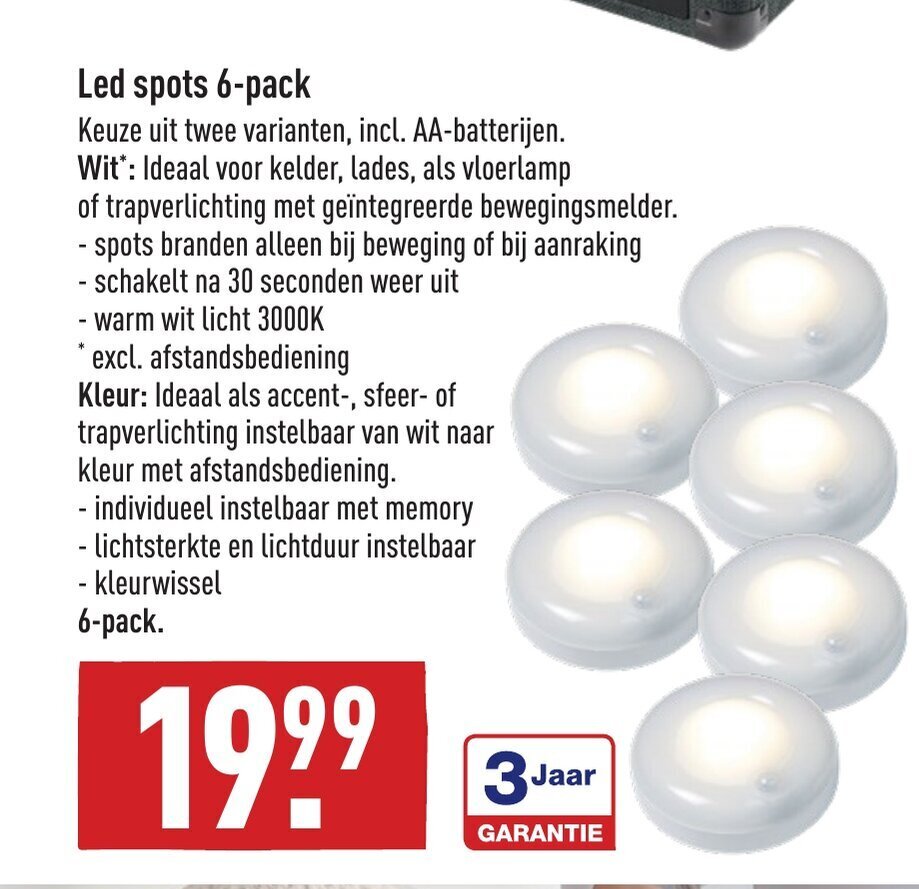 Led Spots 6-Pack aanbieding bij ALDI