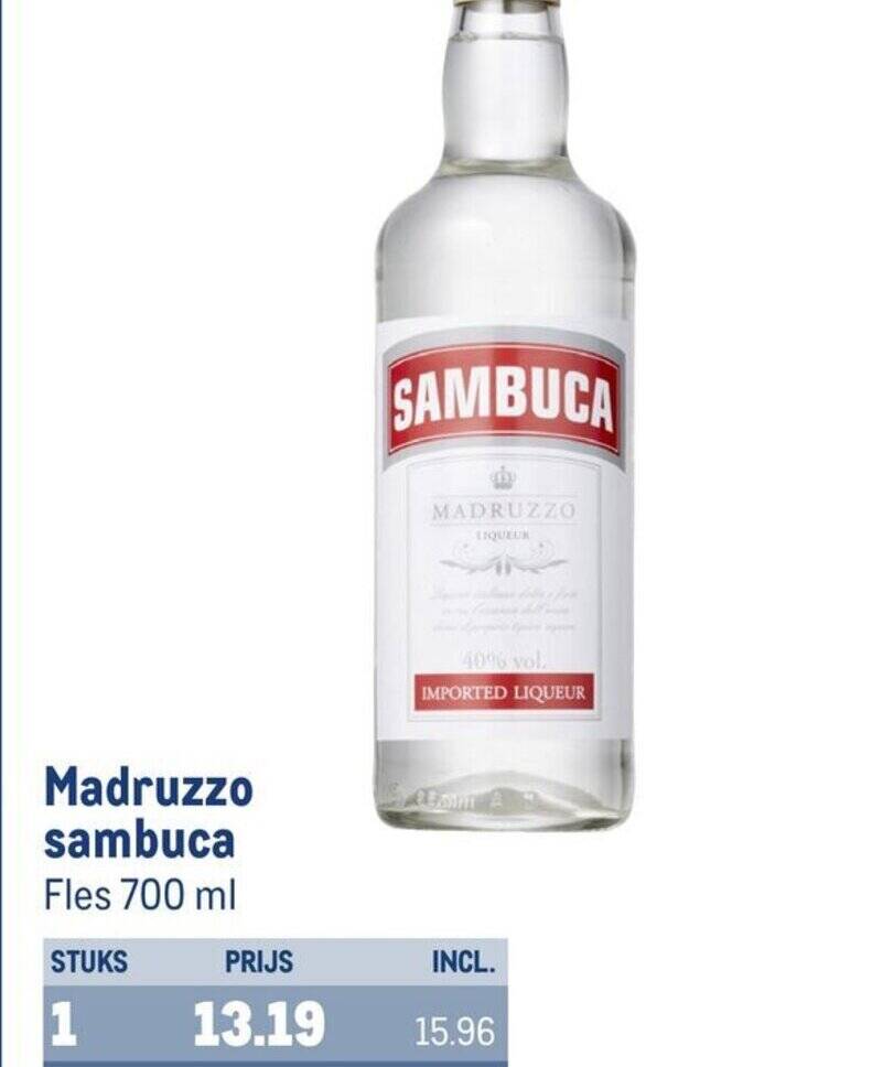 Madruzzo sambuca fles 700 ml aanbieding bij Makro
