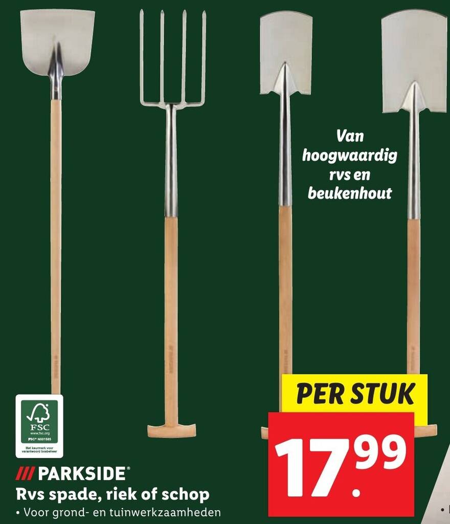 PARKSIDE Rvs spade, riek of schop aanbieding bij Lidl
