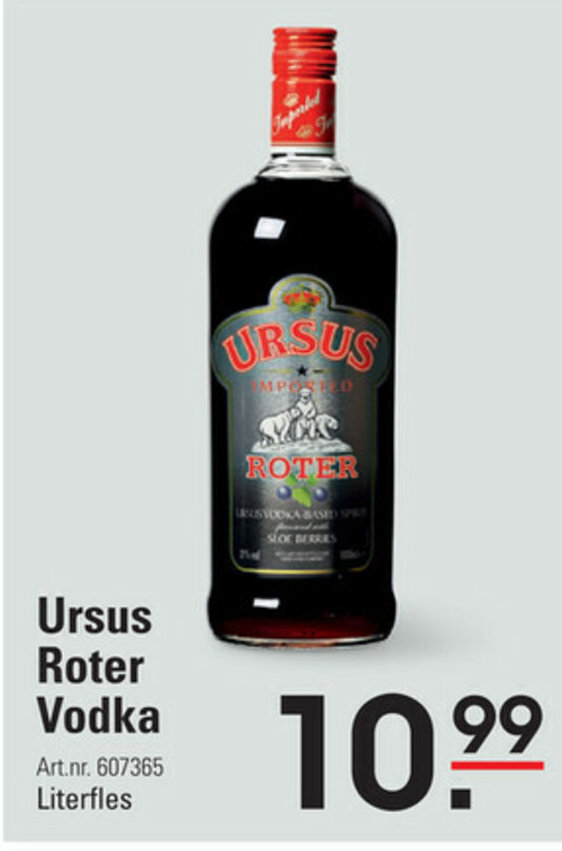 Ursus Roter Vodka 1L aanbieding bij Sligro