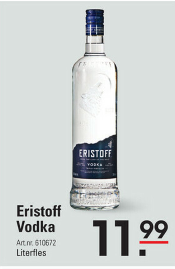Eristoff vodka 1L aanbieding bij Sligro
