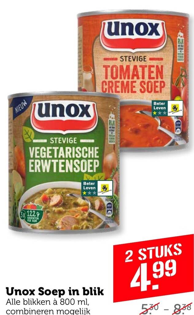 Unox Soep in blik 800ml aanbieding bij Coop