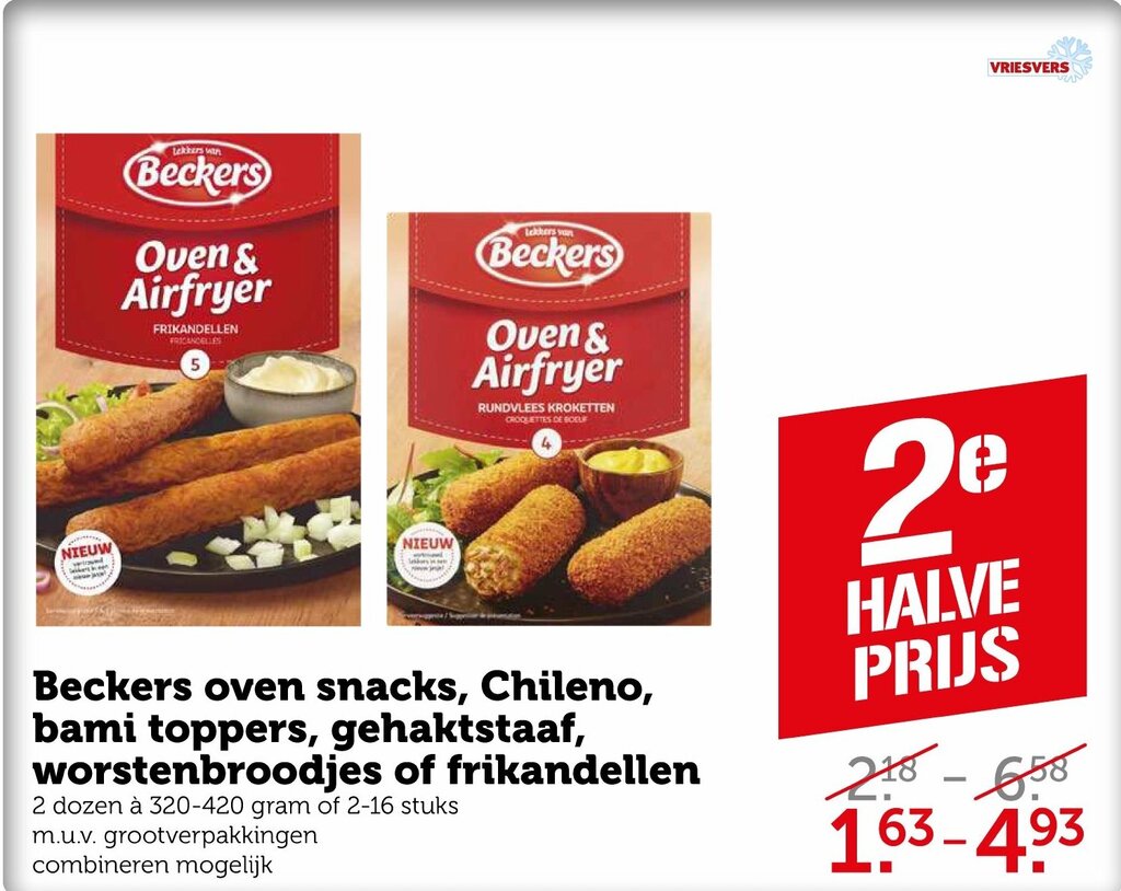 Beckers oven snacks, Chileno, bami toppers, gehaktstaaf ...