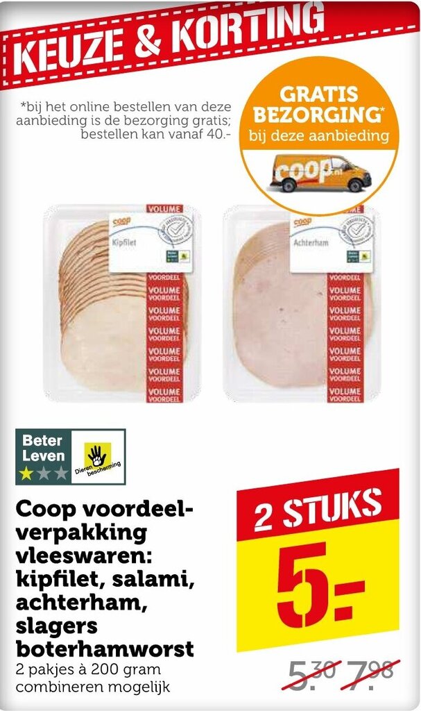 Voordeel-verpakking vleeswaren: kipfilet, salami, achterham, slagers ...