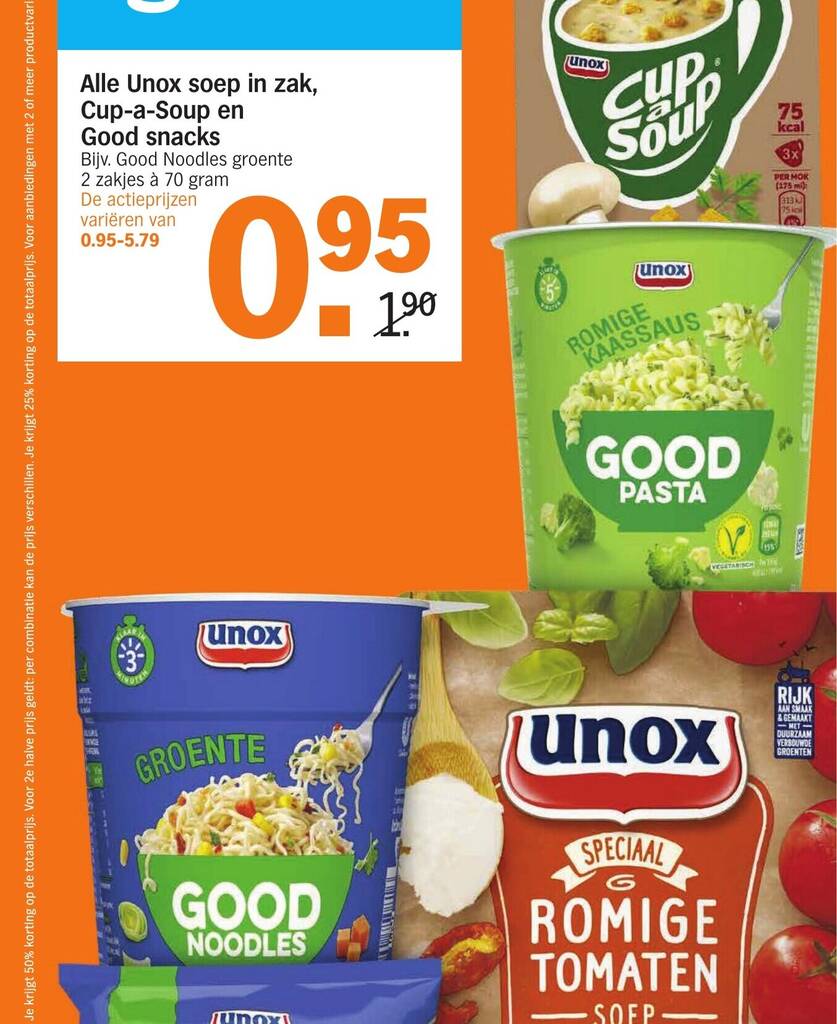 Alle Unox soep in zak, cup-a-soup en good snacks 2 zakjes a 70 gram ...