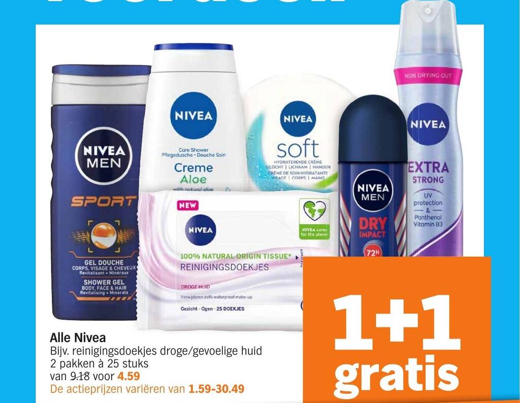 Alle Nivea 2 pakken a 25 stuks aanbieding bij Albert Heijn
