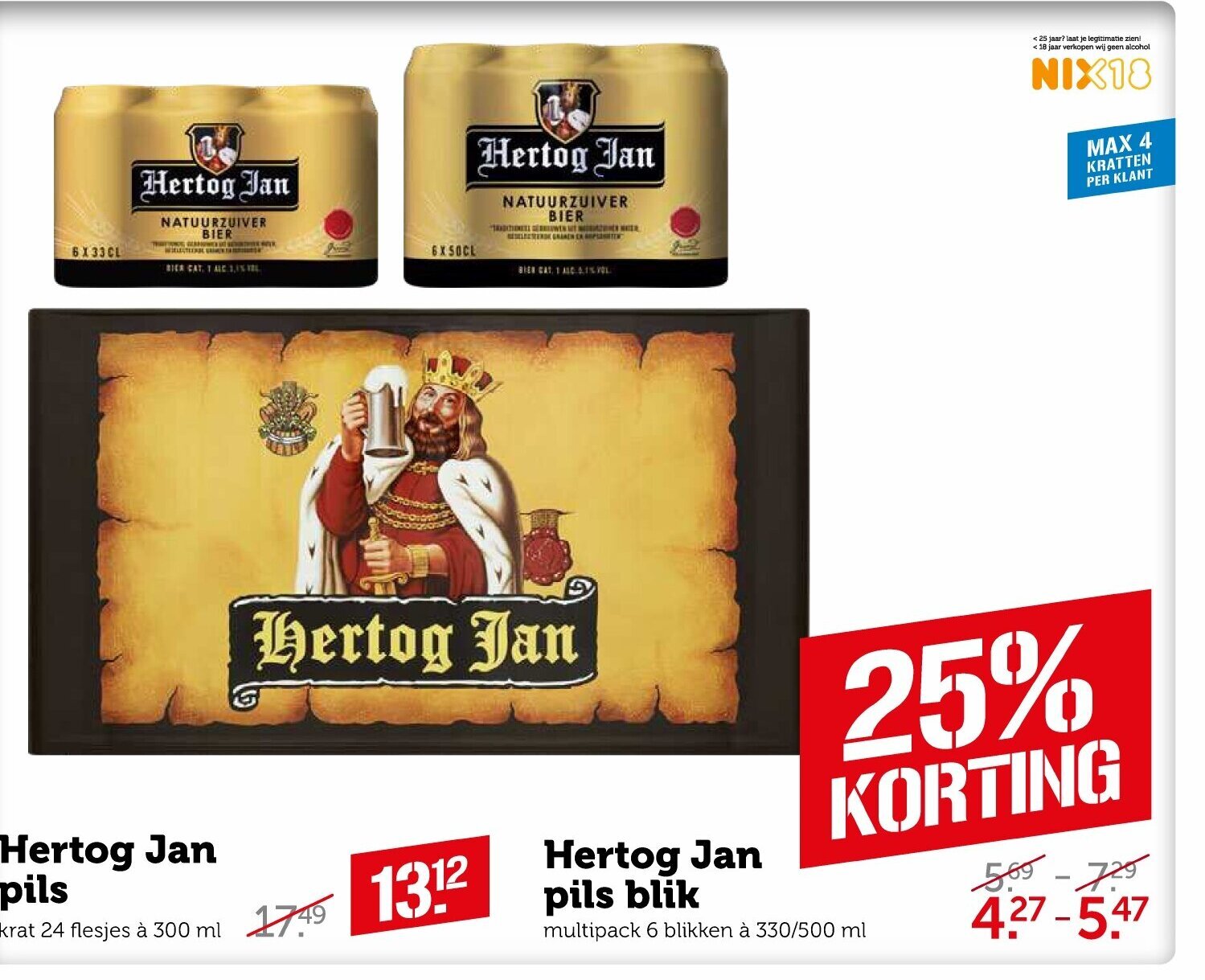 Hertog Jan Pils Blik Multipack 6 blikken a 330/500 ml aanbieding bij Coop
