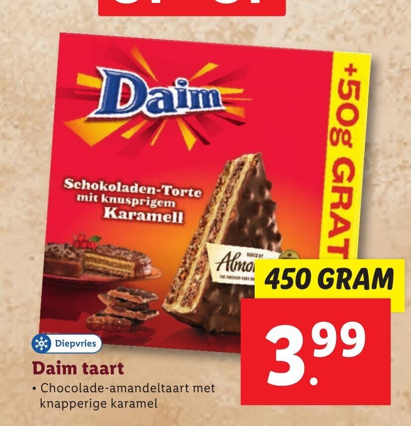 Daim Taart 450 gram aanbieding bij Lidl