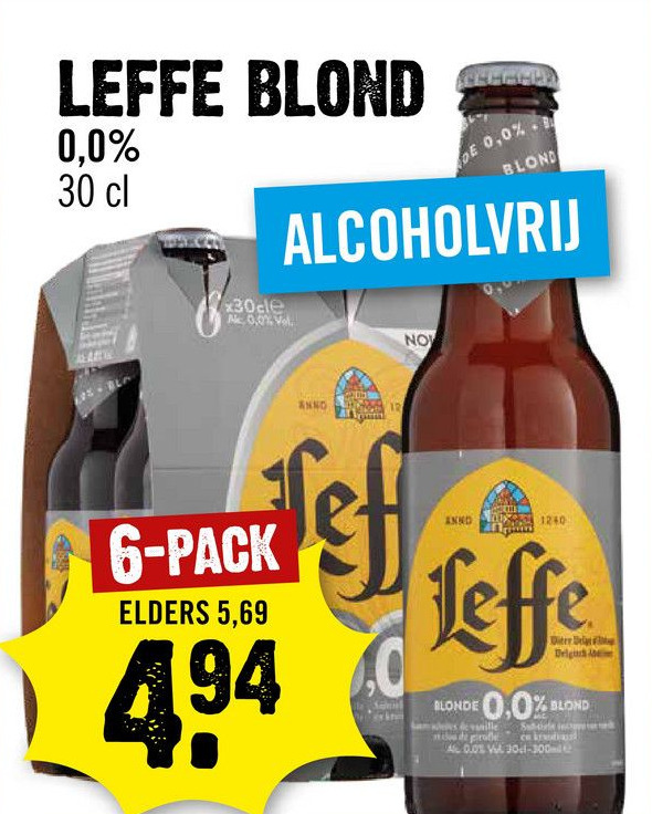 Leffe blond 0,0 % alcohol 6-pack aanbieding bij Dirck 3