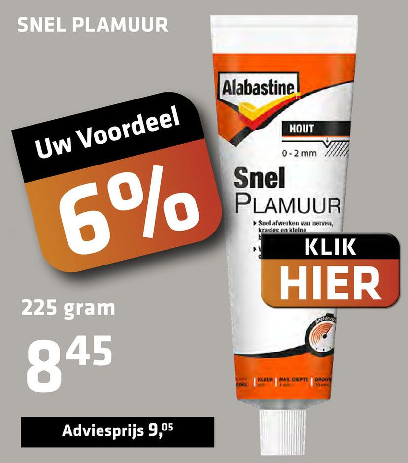 SNEL PLAMUUR aanbieding bij De voordeelmarkt