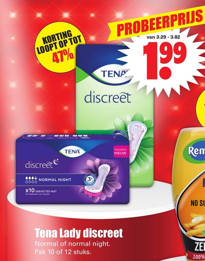 Tena Lady discreet 10-12 st aanbieding bij Dirk