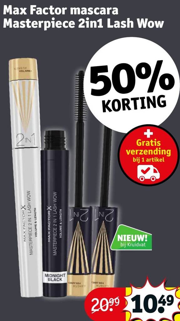 Max Factor mascara Masterpiece 2in1 Lash Wow aanbieding bij Kruidvat