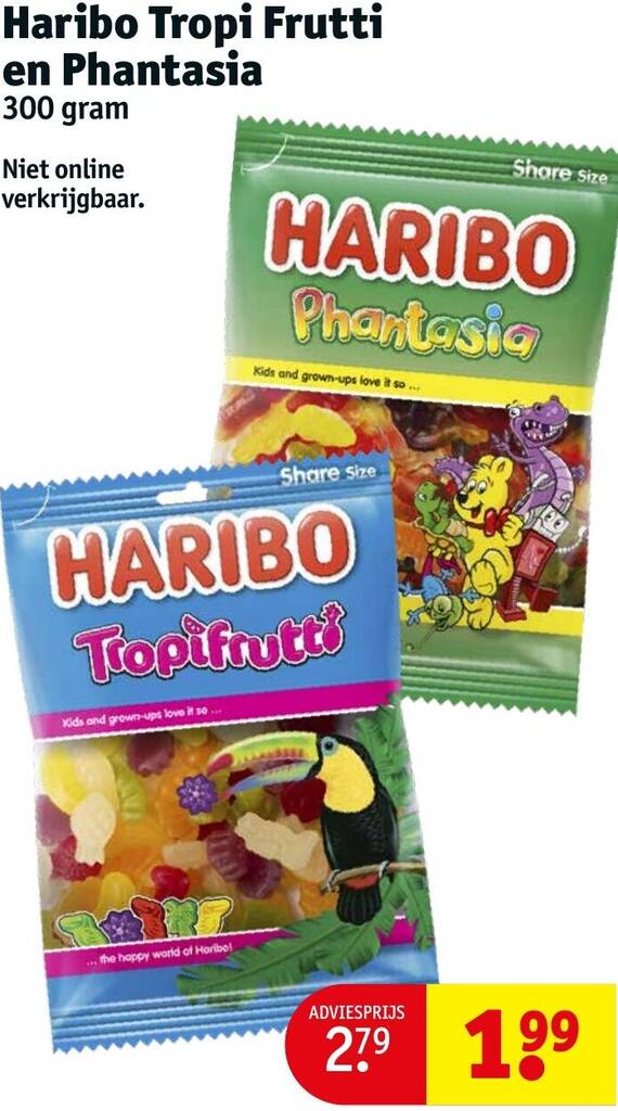 Haribo Tropi Frutti en Phantasia 300g aanbieding bij Kruidvat