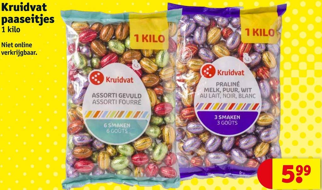 paaseitjes 1 kilo aanbieding bij Kruidvat
