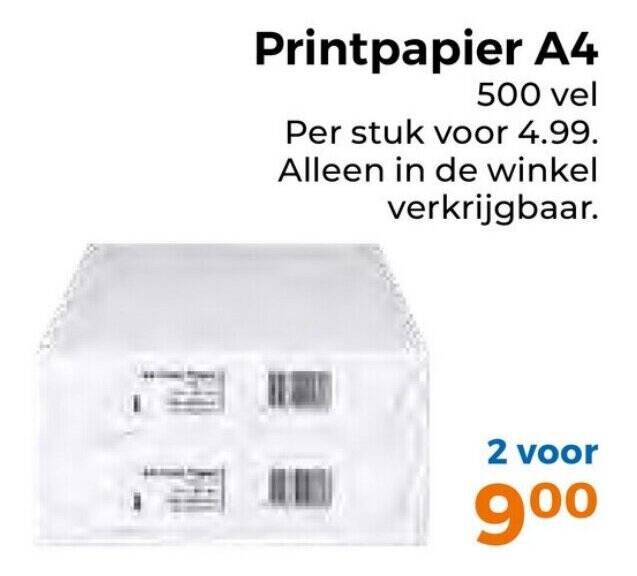 Printpapier A4 500 vel aanbieding bij Trekpleister