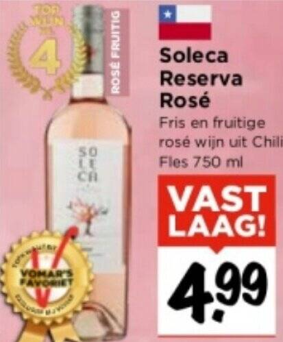 Soleca Reserva Rosé 750ml aanbieding bij Vomar Voordeelmarkt