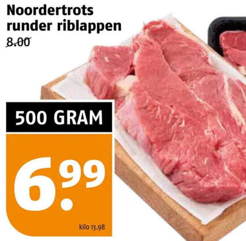 Noordertrots runder riblappen 500g aanbieding bij Poiesz
