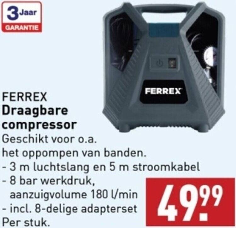 FERREX Draagbare compressor aanbieding bij ALDI