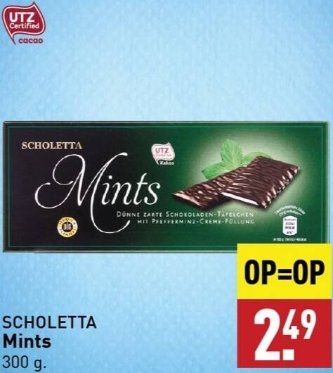 SCHOLETTA Mints 300 g. aanbieding bij ALDI