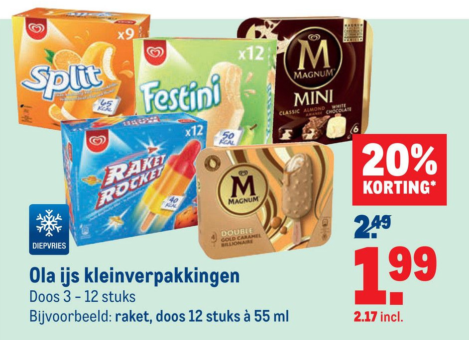 Ola ijs kleinverpakkingen aanbieding bij Makro