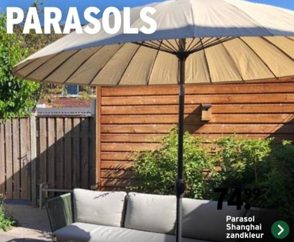 Parasol Shanghai zandkleur aanbieding bij GAMMA