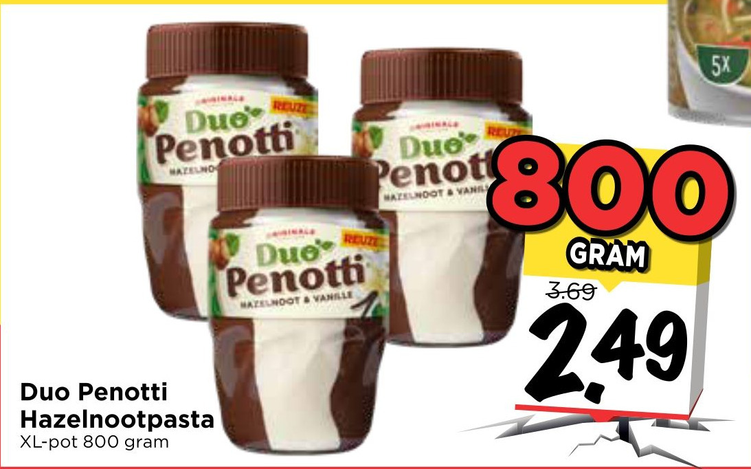 Duo penotti hazelnootpasta 800gram aanbieding bij Vomar