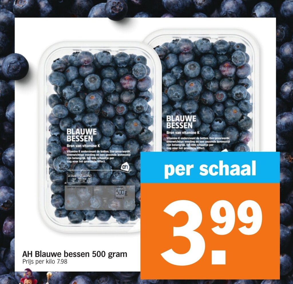 AH Blauwe bessen 500g aanbieding bij Albert Heijn