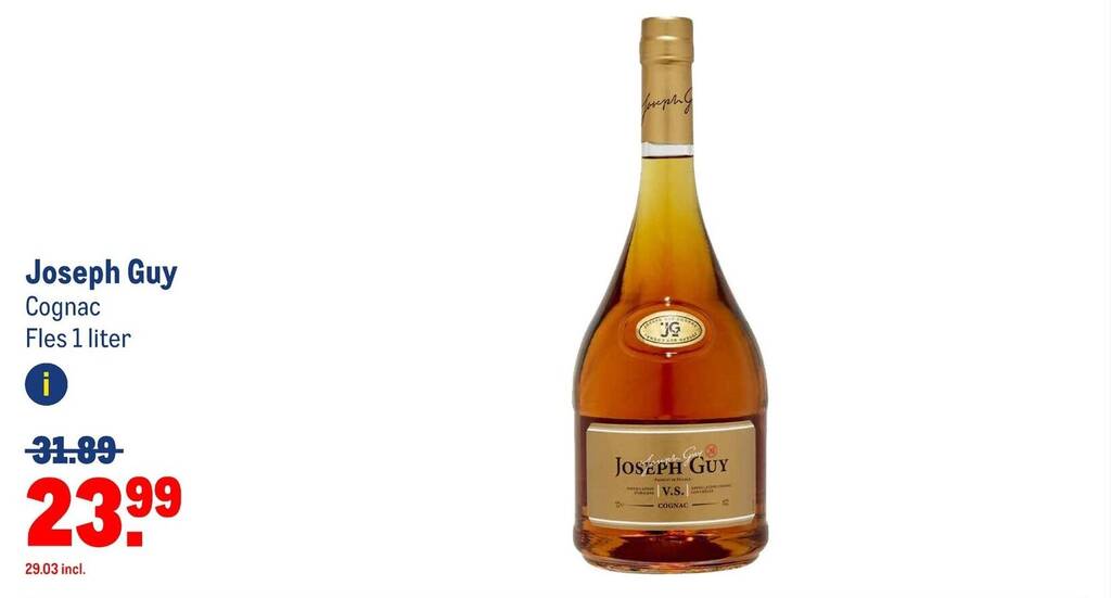 Joseph Guy Cognac fles 1 liter aanbieding bij Makro