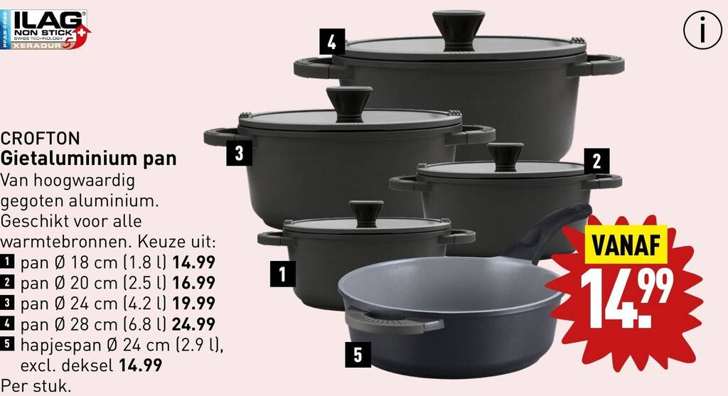 CROFTON Gietaluminium pan Ø 18 cm 1.8L aanbieding bij ALDI