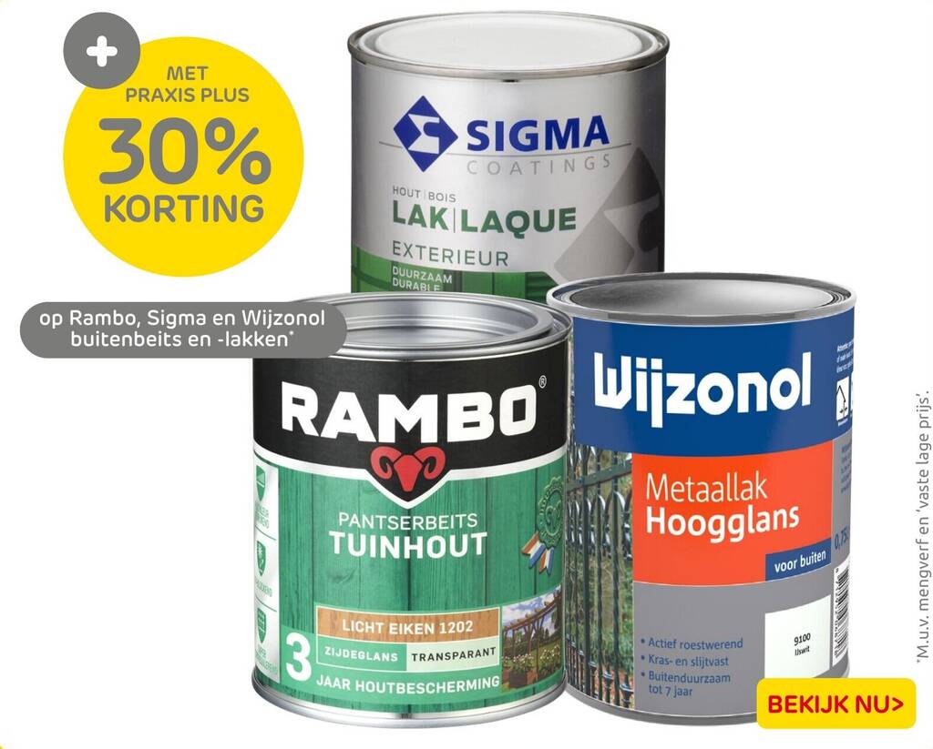 Rambo sigma en wijzonol buitenbeits en lakken aanbieding bij Praxis
