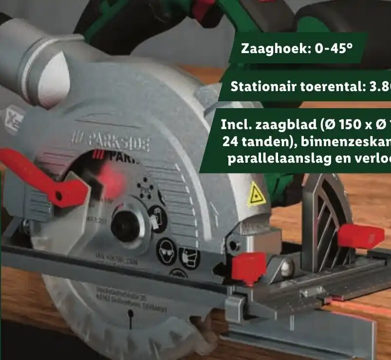 Parkside accu handcirkelzaag 20v per stuk aanbieding bij Lidl