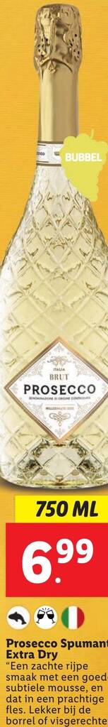 Prosecco Spumante Extra Dry 750 ml aanbieding bij Lidl