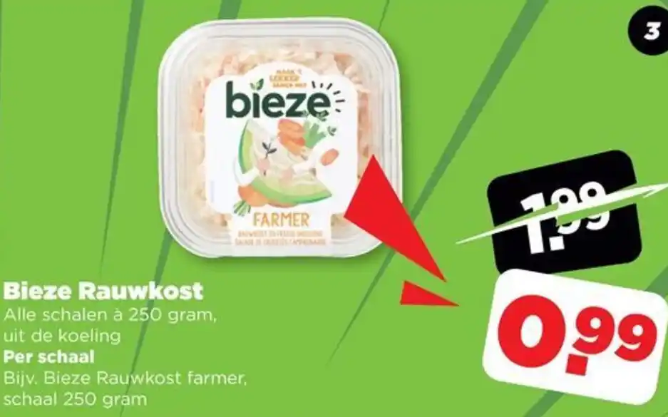 Bieze Rauwkost alle schalen à 250 gram aanbieding bij PLUS