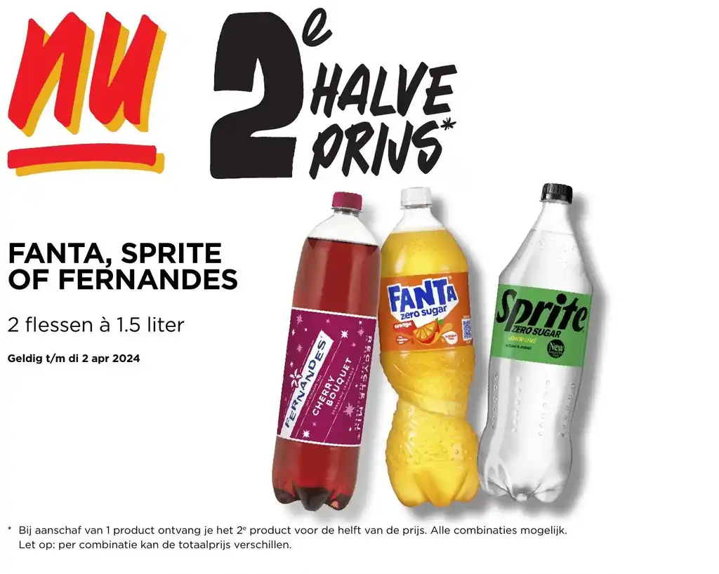 FANTA, SPRITE OF FERNANDES 1.5 liter aanbieding bij Jumbo