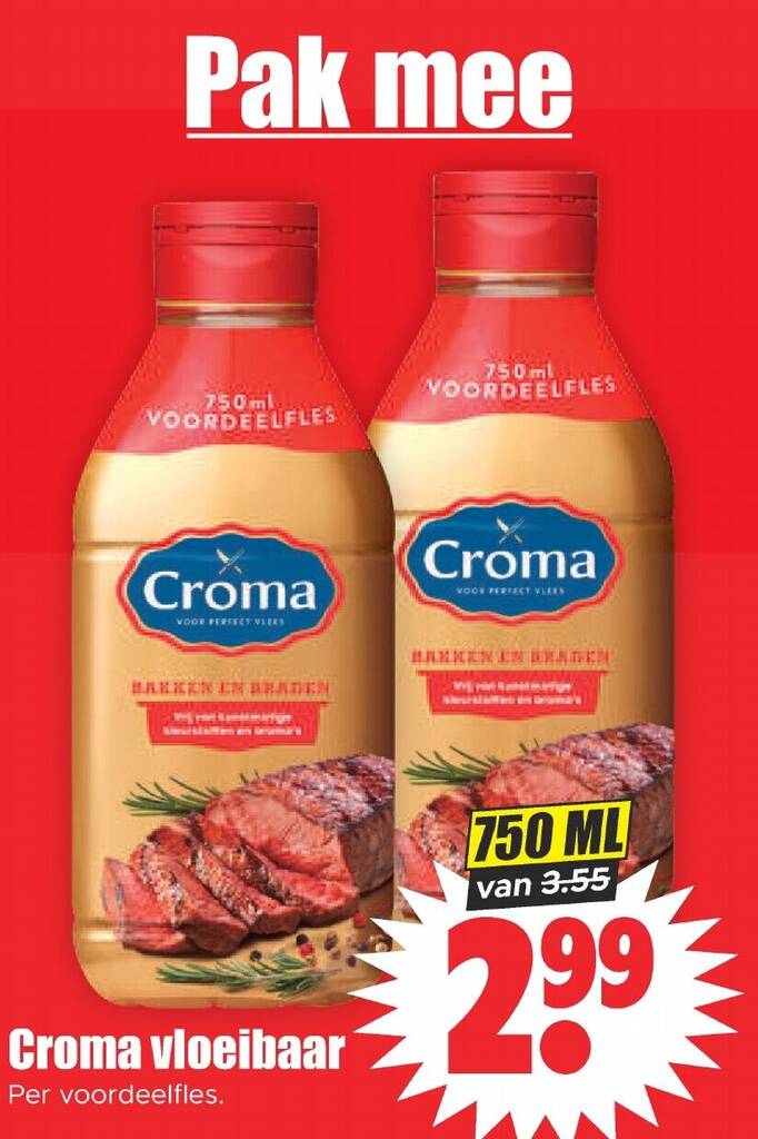 Croma vloeibaar 750ml aanbieding bij Dirk