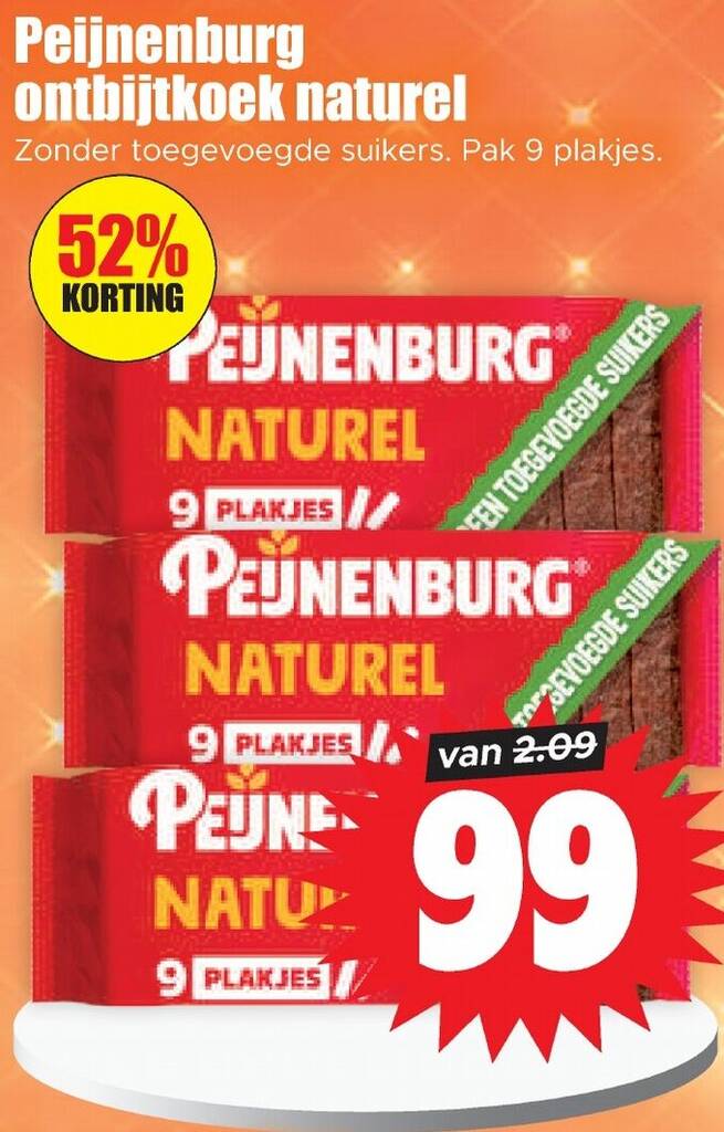 Peijnenburg ontbijtkoek naturel aanbieding bij Dirk