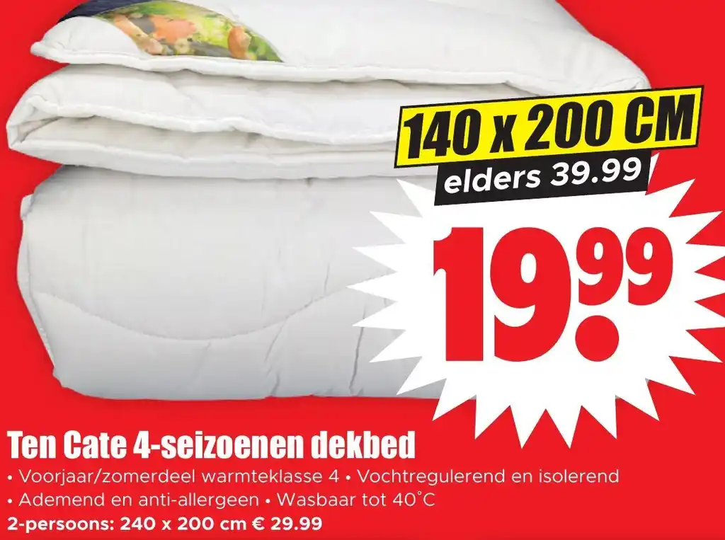 Ten Cate 4-seizoenen dekbed 140 x 200 cm aanbieding bij Dirk