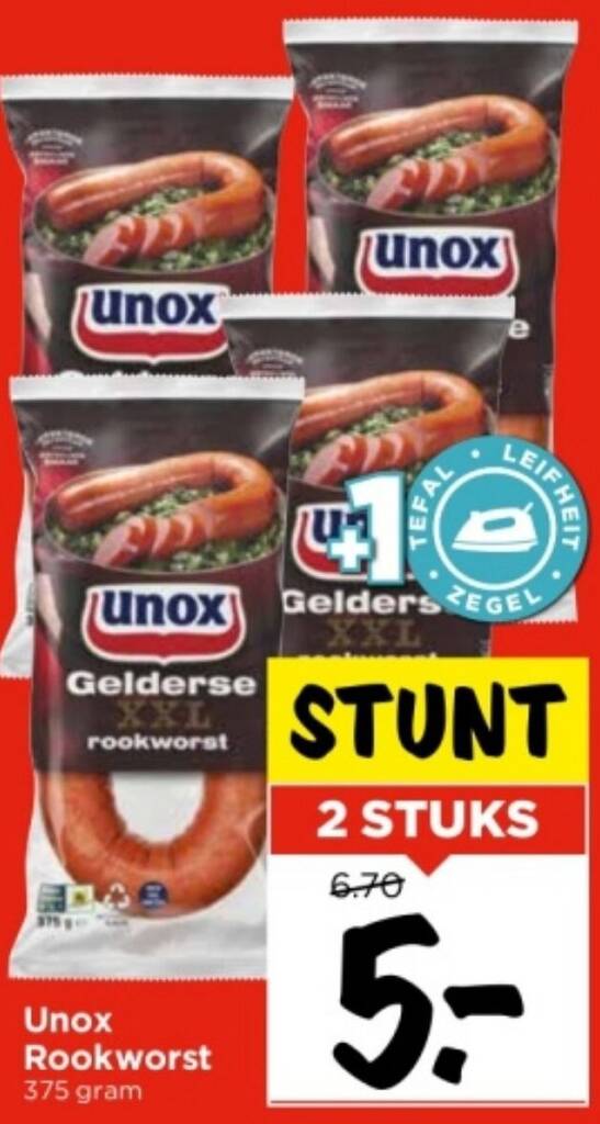 Unox Rookworst 375g aanbieding bij Vomar Voordeelmarkt
