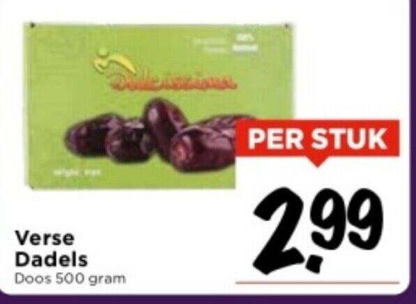 Verse dadels 500 gram aanbieding bij Vomar Voordeelmarkt