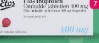Ibuprofen 400 mg Omhulde tabletten 20 stuks aanbieding bij Etos